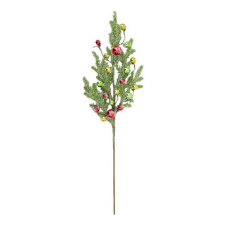 December Diamonds Santa & Friends 33" Iced Pine And Ball Spray ...