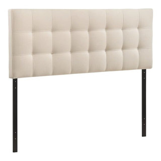 Roseberry Kids Modern Fabric Full Tufted Panel Headboard in Ivory ...