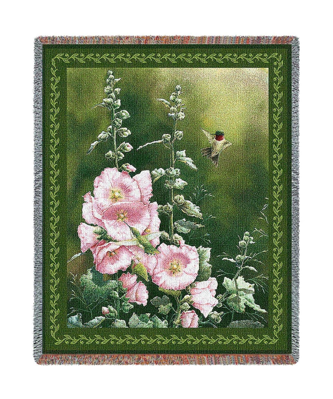 Hummingbird Woven Throw Blanket Hollyhock Hummer - Traditional ...