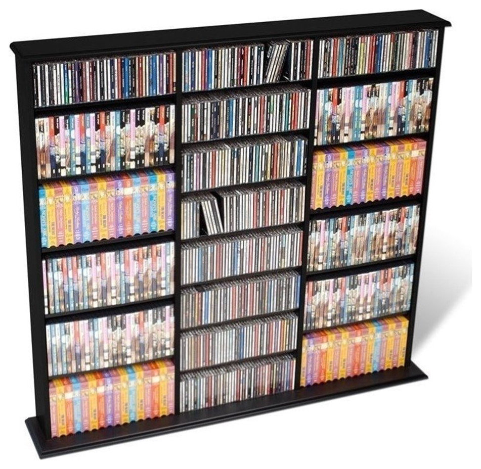Bowery Hill 51" Double CD DVD Wall Media Storage Rack in Black, Triple ...