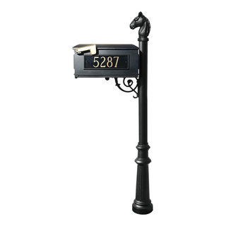 Lewiston Equine Mailbox Post System-Fluted Base, Horsehead Finial ...