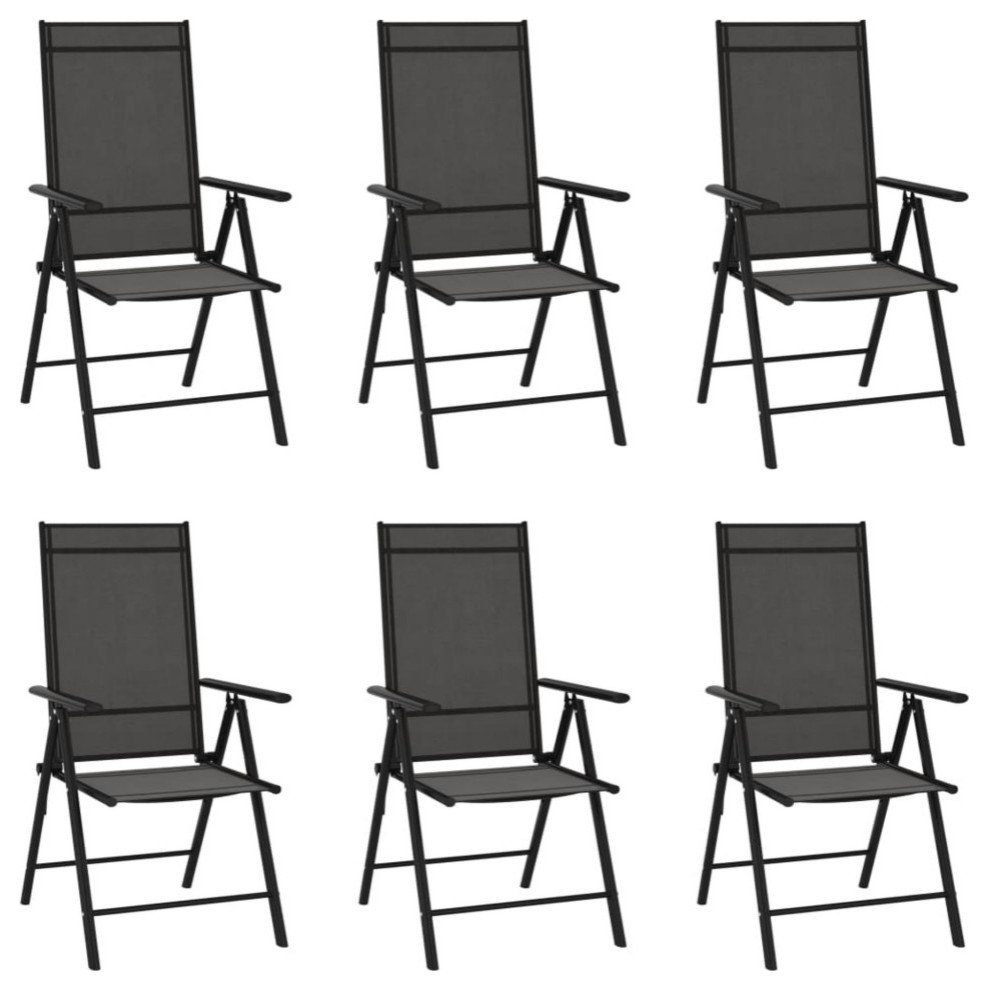 Vidaxl Folding Patio Chairs 6-Piece Textilene Black - Transitional ...