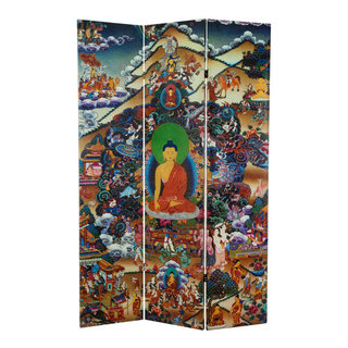 6' Tall Footprints of Enlightenment Double Sided Canvas Room Divider ...