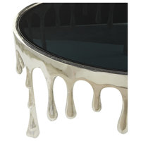 Silver Aluminum Coffee Table with Melting Legs and Shaded Glass Top ...
