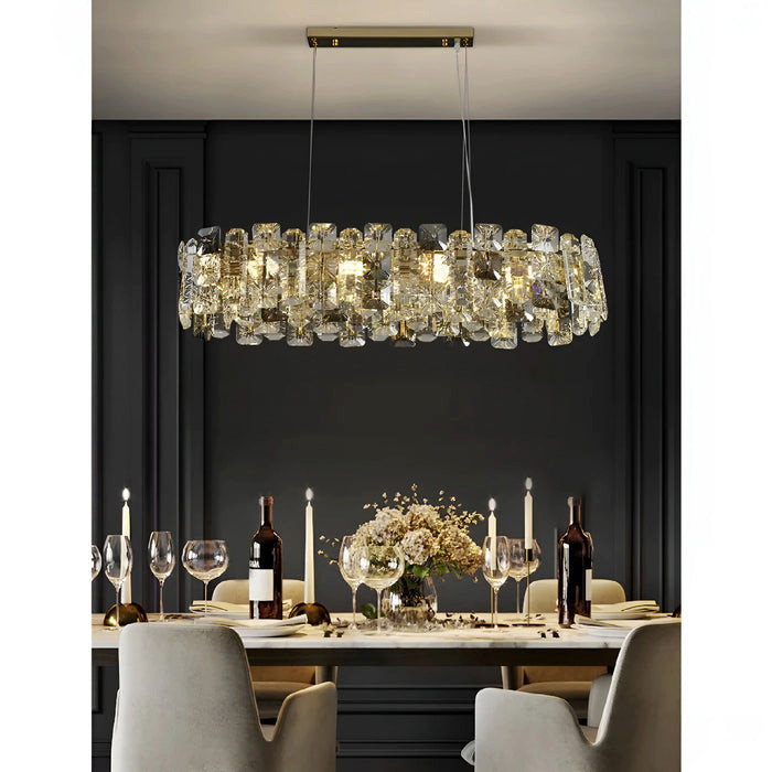 Oudenaarde | Gold Oval Luxury Crystal Hanging Chandelier for Dining ...