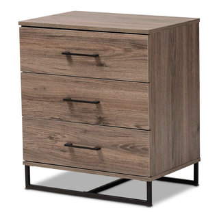 Modern and Contemporary Rustic Oak Wood 3-Drawer Storage Chest ...