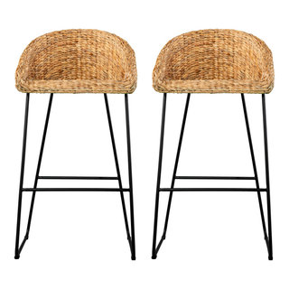 Fairford Water Hyacinth Bar Stools, Set of 2 - Beach Style - Bar Stools ...