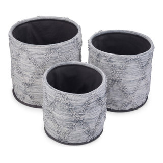 Rico 3-Piece Woven Nesting Storage Basket Set, Natural, Blue Woven ...