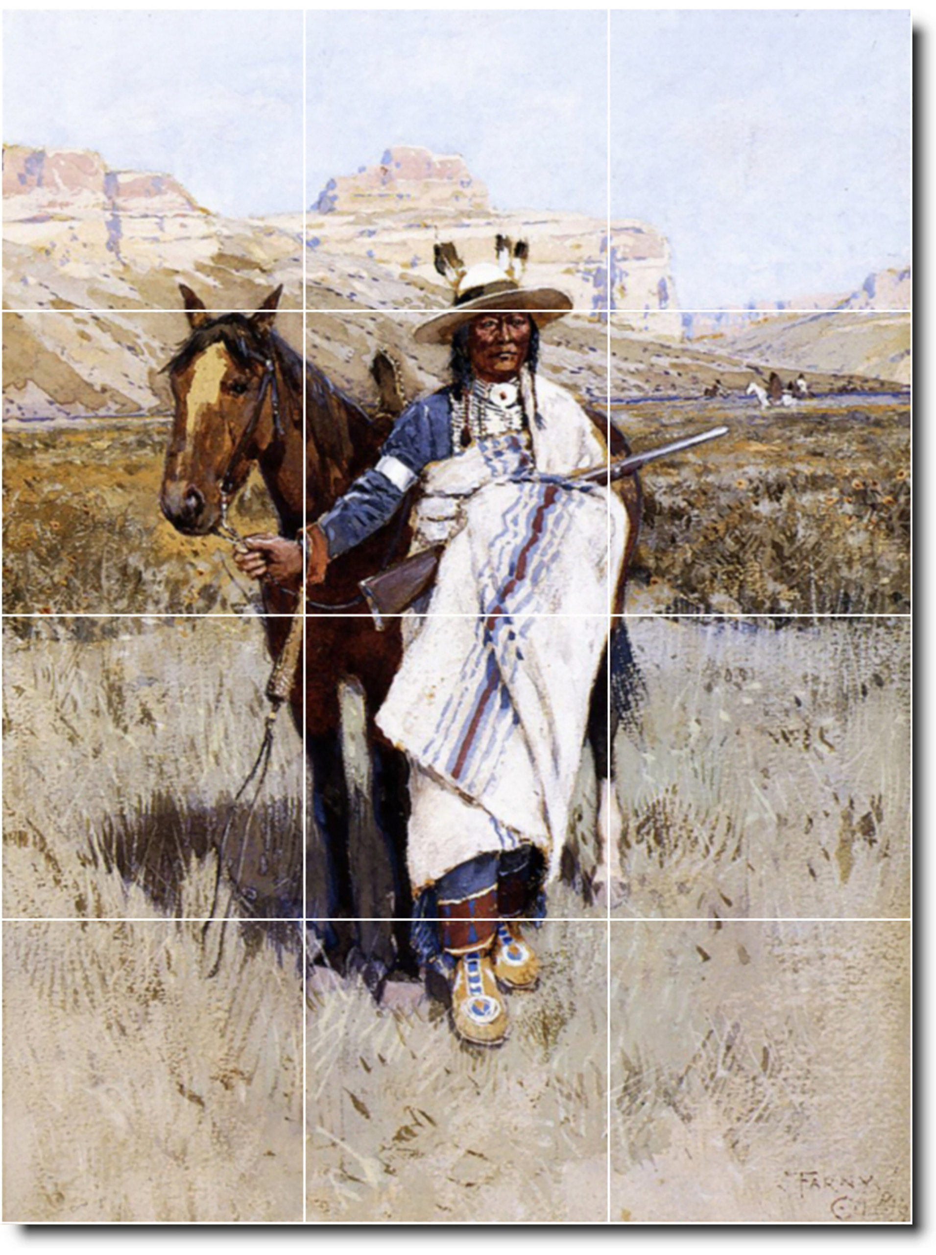 Henry Farny Western Painting Ceramic Tile Mural #93, 12.75" Wide x 17 ...