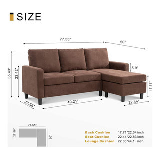Sectional Sofa Couch with Reversible Chaise L-Shaped Couch ...