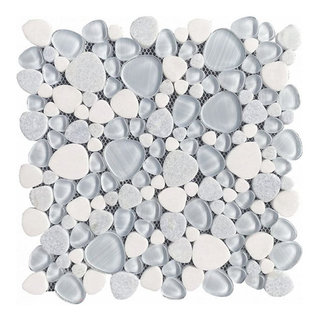 Mosaic Marble and Glass Tile, Pebble Look - Contemporary - Mosaic Tile ...
