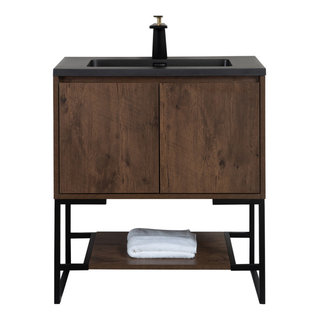 Freestanding Bath Vanity Set, Rose Wood, Integrated Solid Surface Sink ...