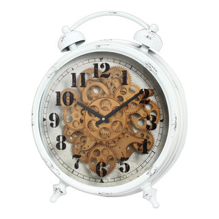 Classic Desk or Table Clock, White - Industrial - Desk And Mantel ...