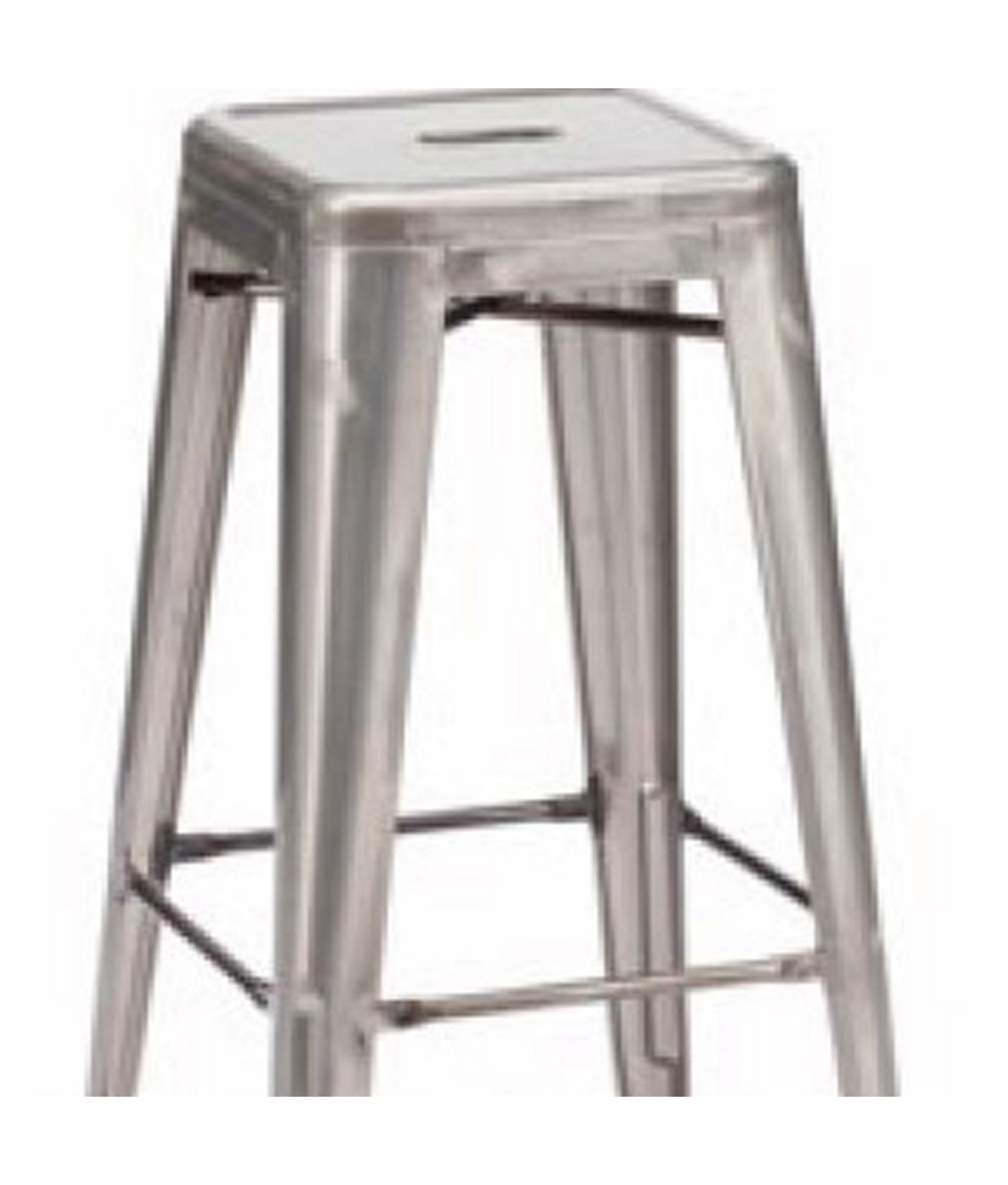 Modern Square Seat Metal Barstool with Angular Legs, Set of 2, Gray ...