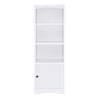 3-Tier Open Shelf and 1 Door Wooden Media Tower - Transitional - Media ...