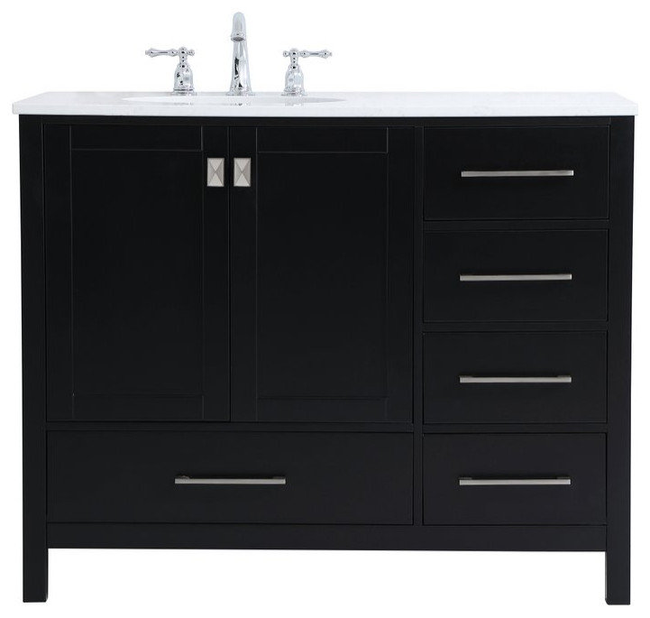 Elegant VF18842BK 42"Single Bathroom Vanity, Black - Transitional ...