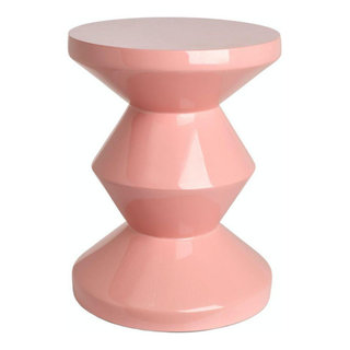 Pink Lacquered Accent Stool | Pols Potten Zig Zag - Contemporary ...