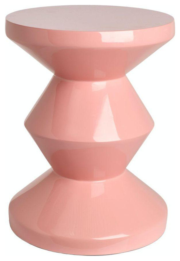 Pink Lacquered Accent Stool | Pols Potten Zig Zag - Contemporary ...