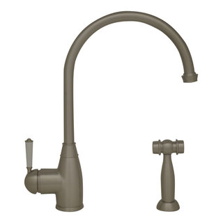 Queenhaus Single Lever Faucet With Long Gooseneck Spout - Transitional ...