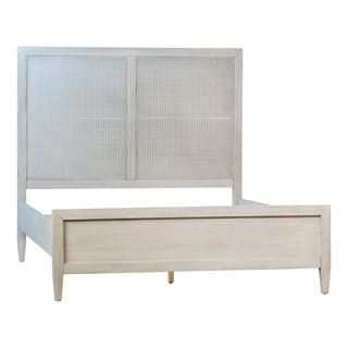 Lugano Reclaimed Acacia Coastal Panel Bed with Textured Headboard Inlay Eastern King Tropical Panel Beds by Karina Living Houzz