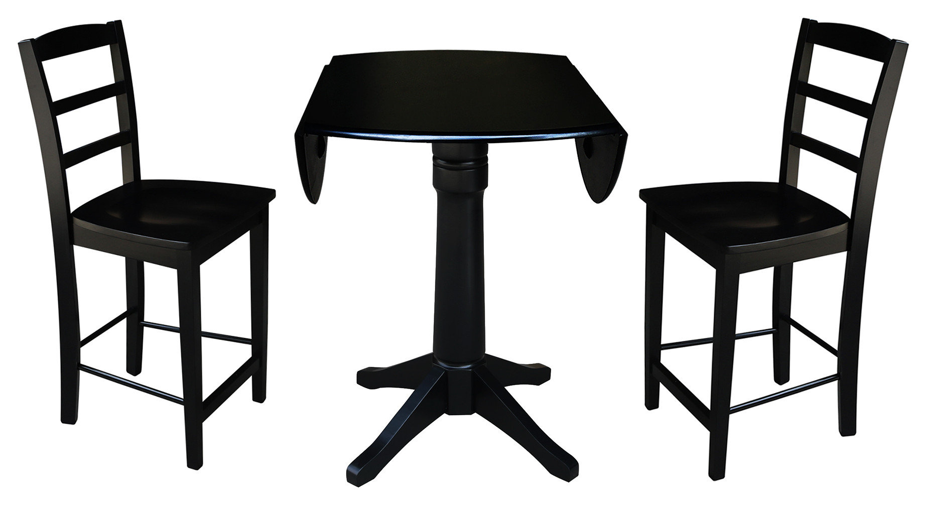 42" Round Pedestal Gathering Height Table with 2 Counter Height Stools ...