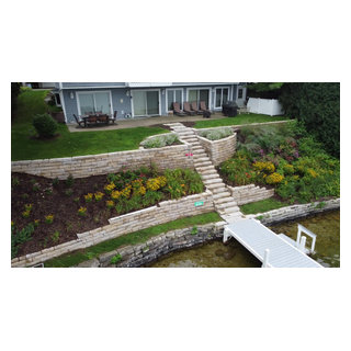Lakefront Landscaping - Retaining Walls + Steps + Plants - Rustic ...