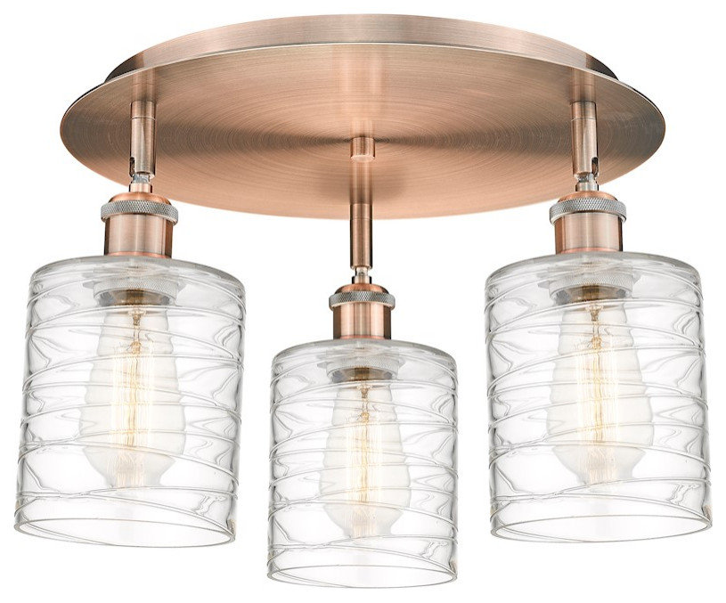 Innovations Cobbleskill 3-Light 17" Flush, Copper/Deco Swirl, 516-3C-AC ...