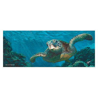 "Sea Turtle" Canvas Print, 16"x40"x1.5" - Beach Style - Prints And ...