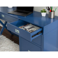 Contemporary Desk, X-Leg & 4 Spacious Drawers With Metal Pull Handles ...