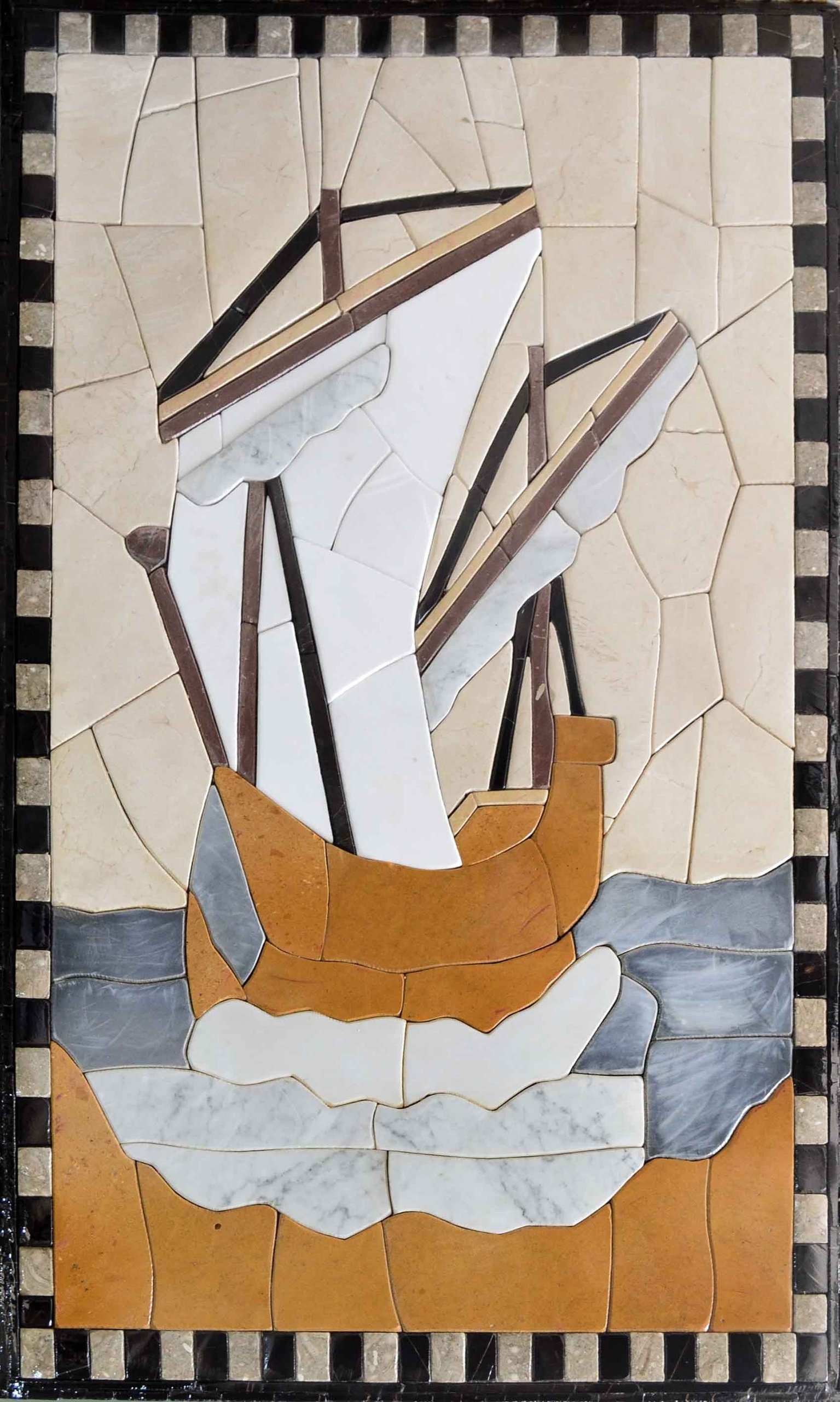 Sailing Boat In Petal Tiles, 31" x 51" - Beach Style - Tile Murals - by ...