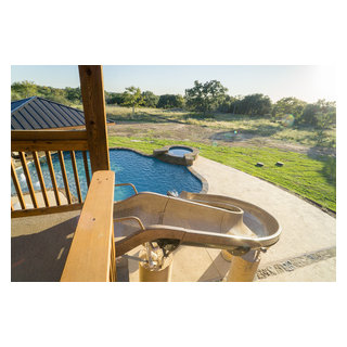 Ruby Ranch Pool w/Waterslide (Cedar) - Rustic - Pool - Austin - by ...