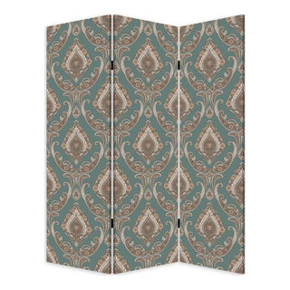 Vintage Green Baroque 3-Panel Room Divider Screen - Mediterranean ...