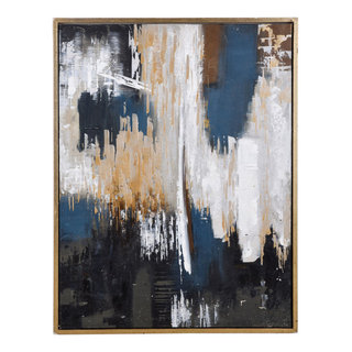 Apollo Framed Canvas Art- Small Hand Painted Abstract Multicolored ...