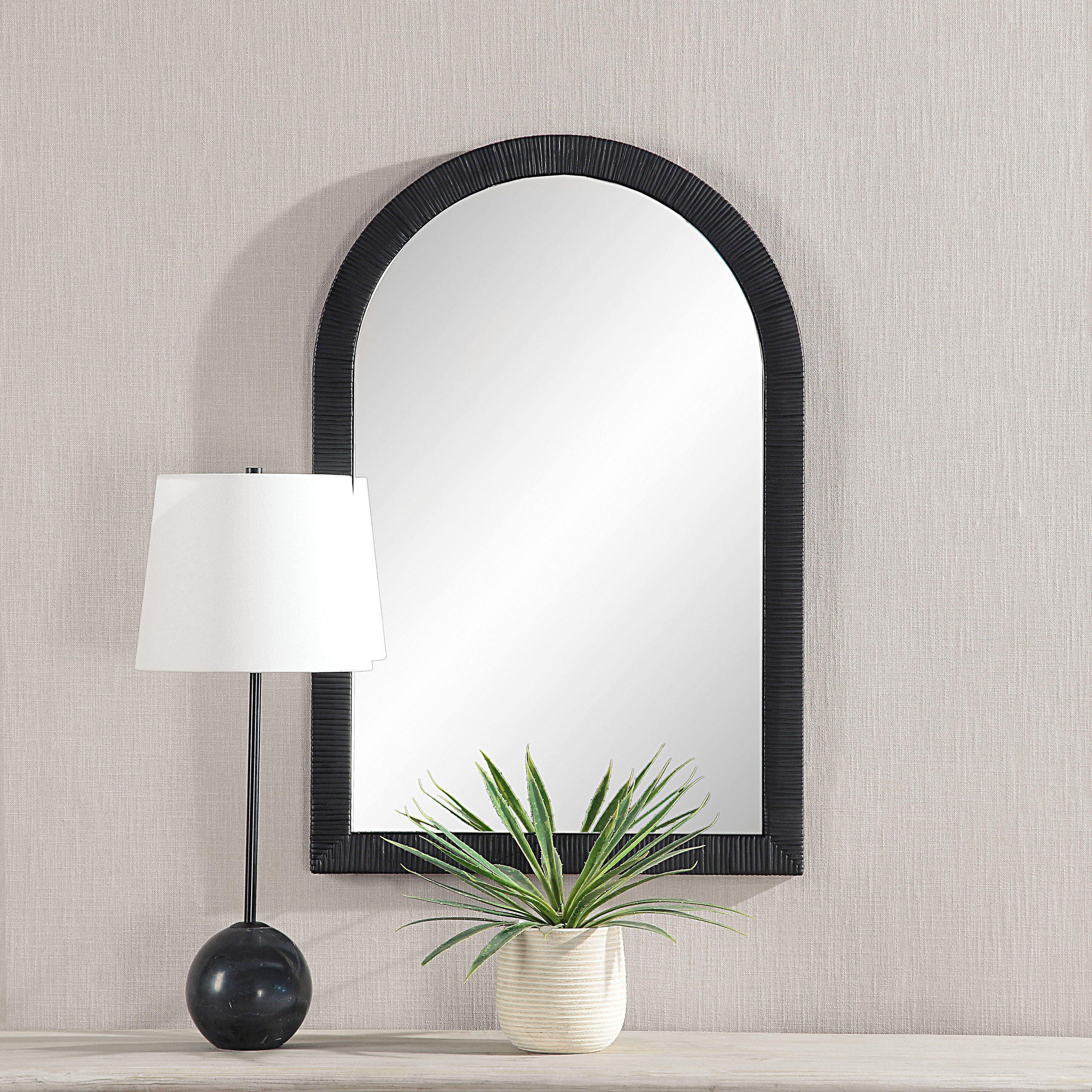 Prilly 36" Tall Arch Rectangular Mirror, Black - Transitional - Wall Mirrors - by Renwil | Houzz