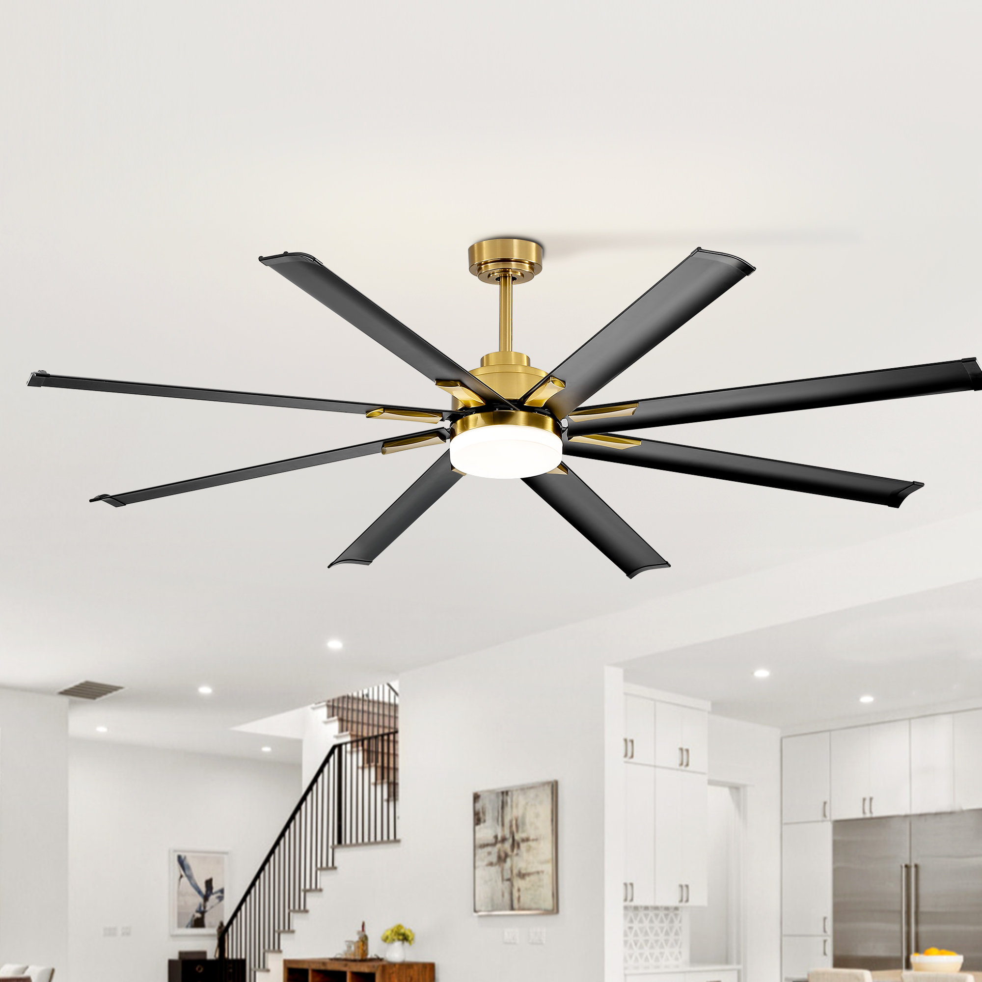72" Indoor/Covered Outdoor 8-Blade LED Large Commercial Ceiling Fan ...