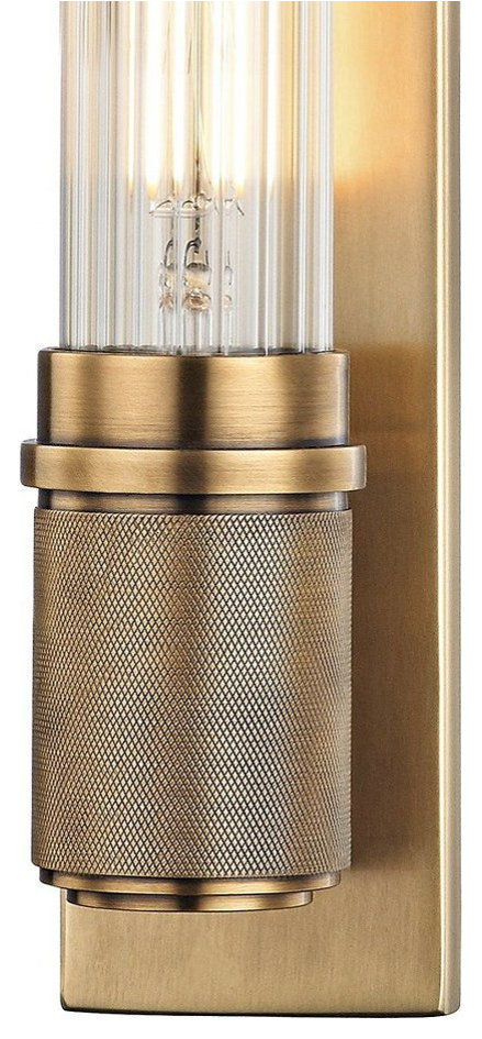 1 Light Modern Brass LED Wall Mount Fluted Glass-16.5 Inches H by 2.5 ...