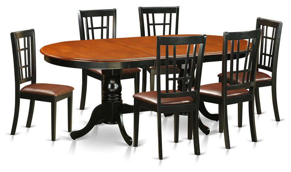 Dallas Dining Table Set, Black and Cherry, 7 Pieces - Traditional - Dining Sets - by VirVentures ...