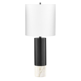 Contemporary 1 Light Tall Table Lamp Metal and White Marble Column Base ...