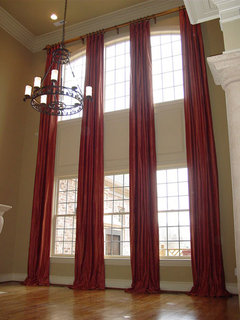 Window treatment for 2 story bay window.