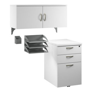 Office in an Hour Cubicle Storage Set in Pure White - Engineered Wood ...