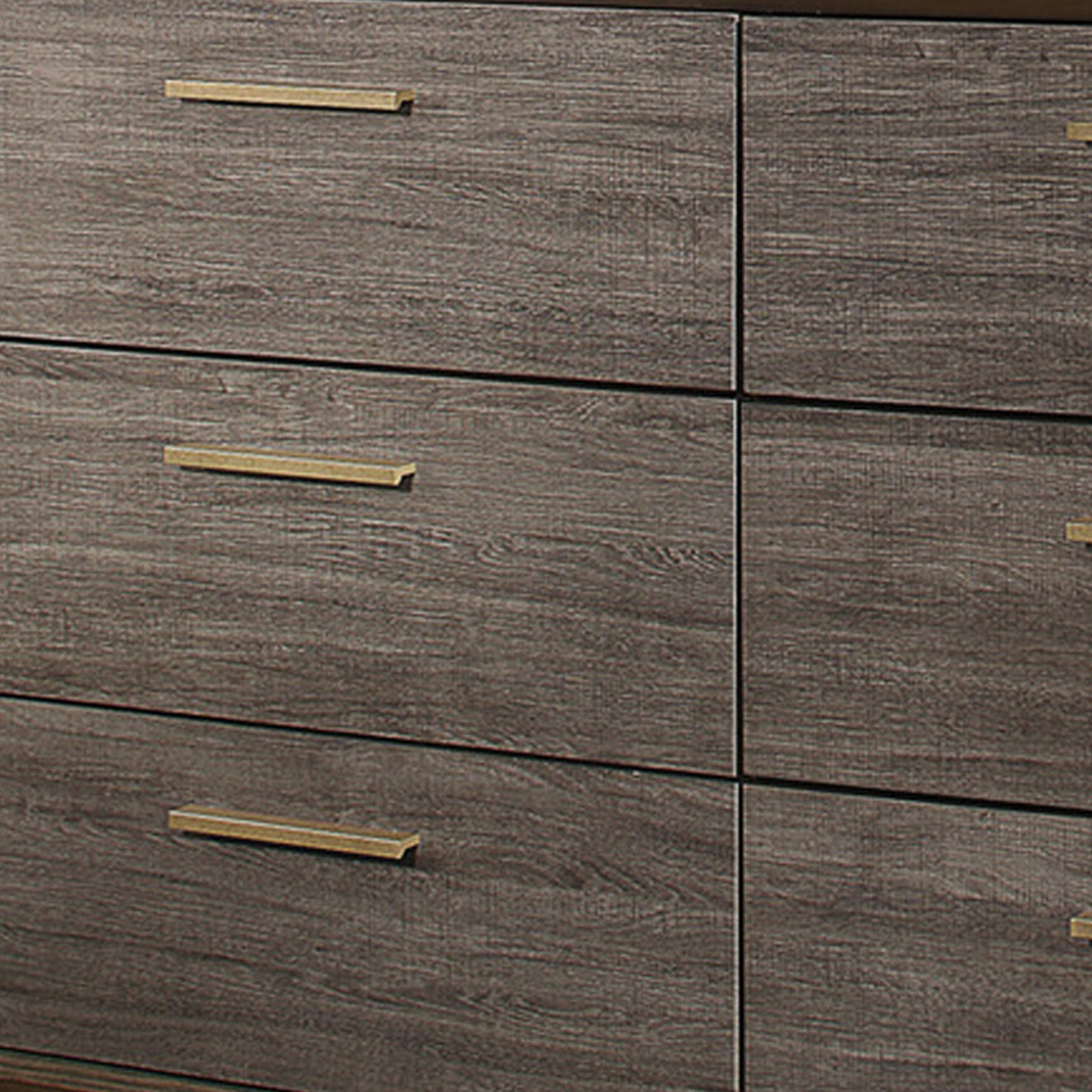 Benzara BM219895 6 Drawer Wooden Frame Dresser With Straight Legs, Gray ...