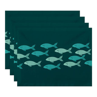 18"x14" Fish Line, Animal Print Placemat, Set of 4 - Beach Style ...