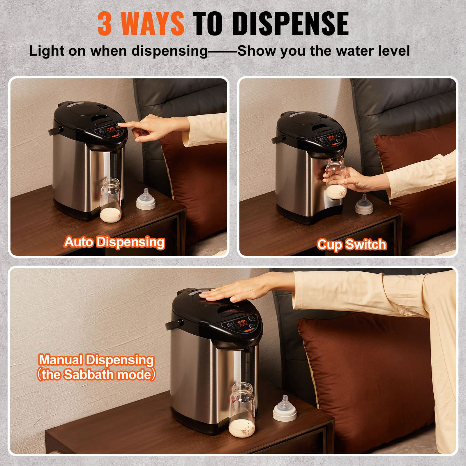 VEVOR Instant Hot Water Dispenser 3L/102oz Electric Countertop Water ...