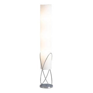 Internal Modern Floor Lamp - Chrome, White Linen Shade, Dimmer Switch ...