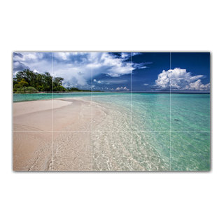 Beach Ceramic Tile Wall Mural HZ500094, 30" Wide x 18" High - Beach ...