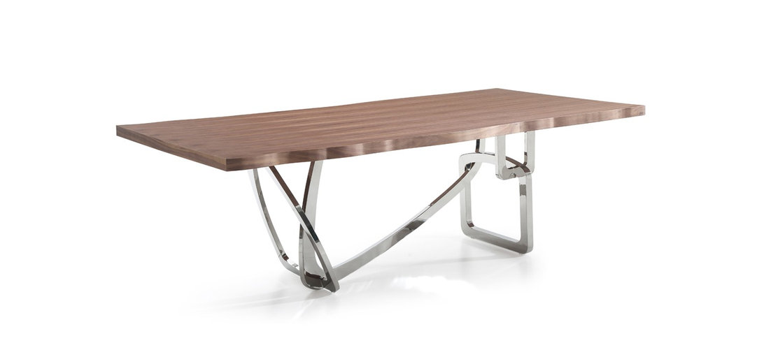 Modrest Addy Modern Walnut and Stainless Steel Dining Table ...