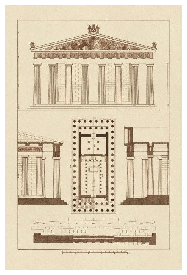"The Parthenon at Athens, Polychrome" Paper Print by J. Buhlmann, 14 ...