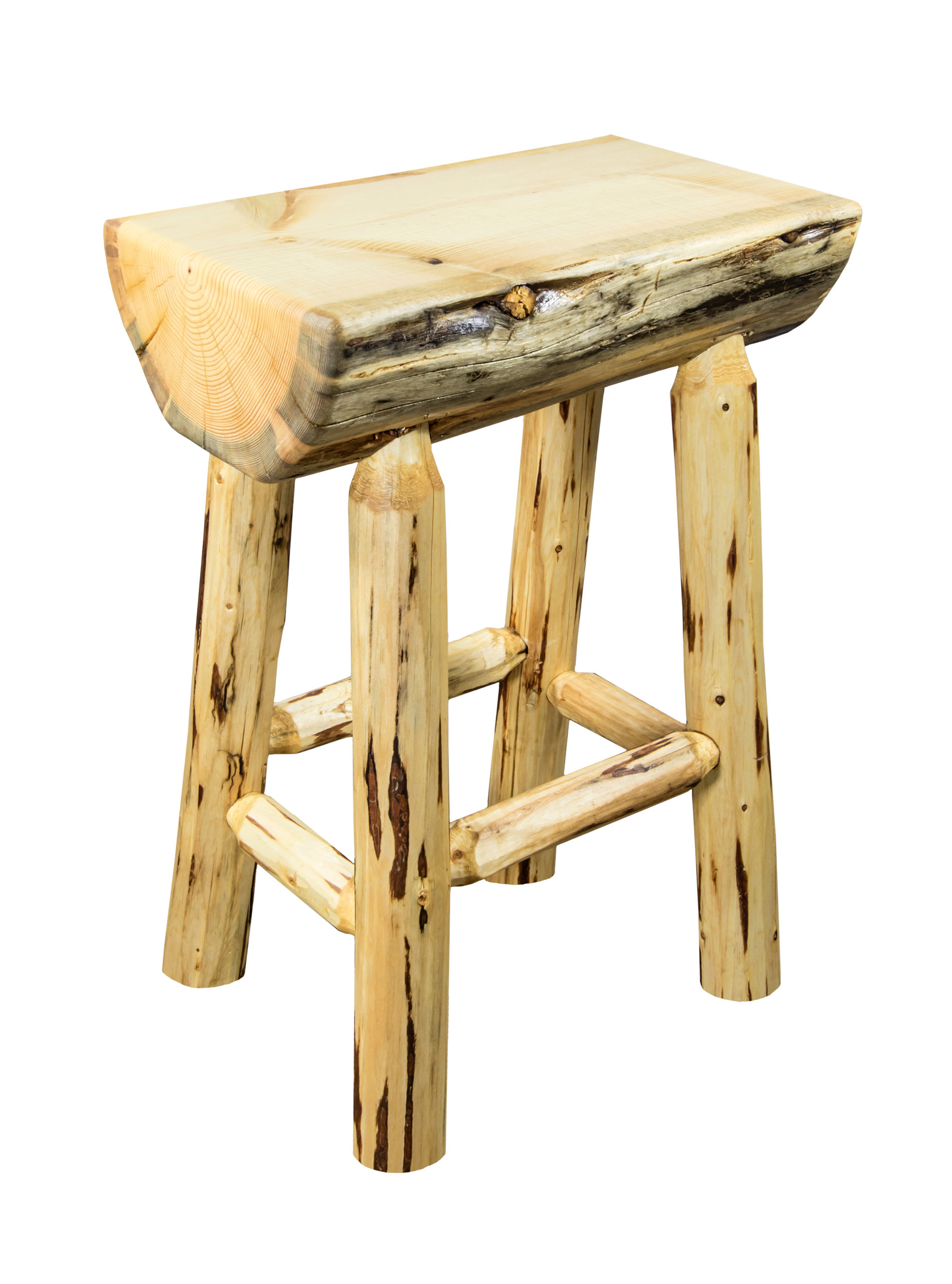 Montana Counter Height Half Log Bar Stool With Exterior Finish - Rustic ...