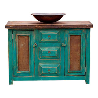 Iver Rustic Turquoise Vanity - Farmhouse - Bathroom Vanities And Sink ...
