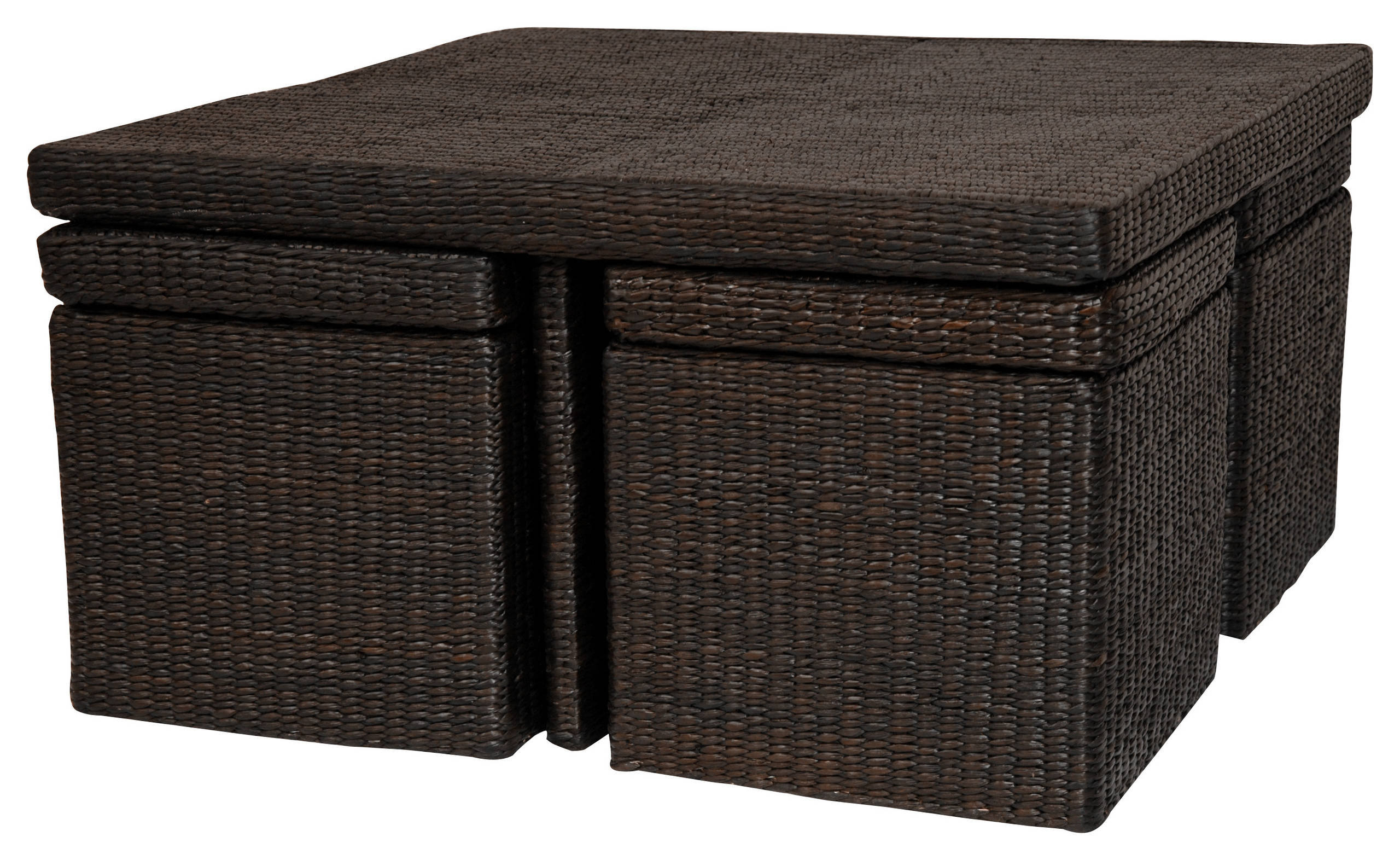 Rush Grass Coffee Table With Four Stools - Tropical - Coffee Table Sets ...